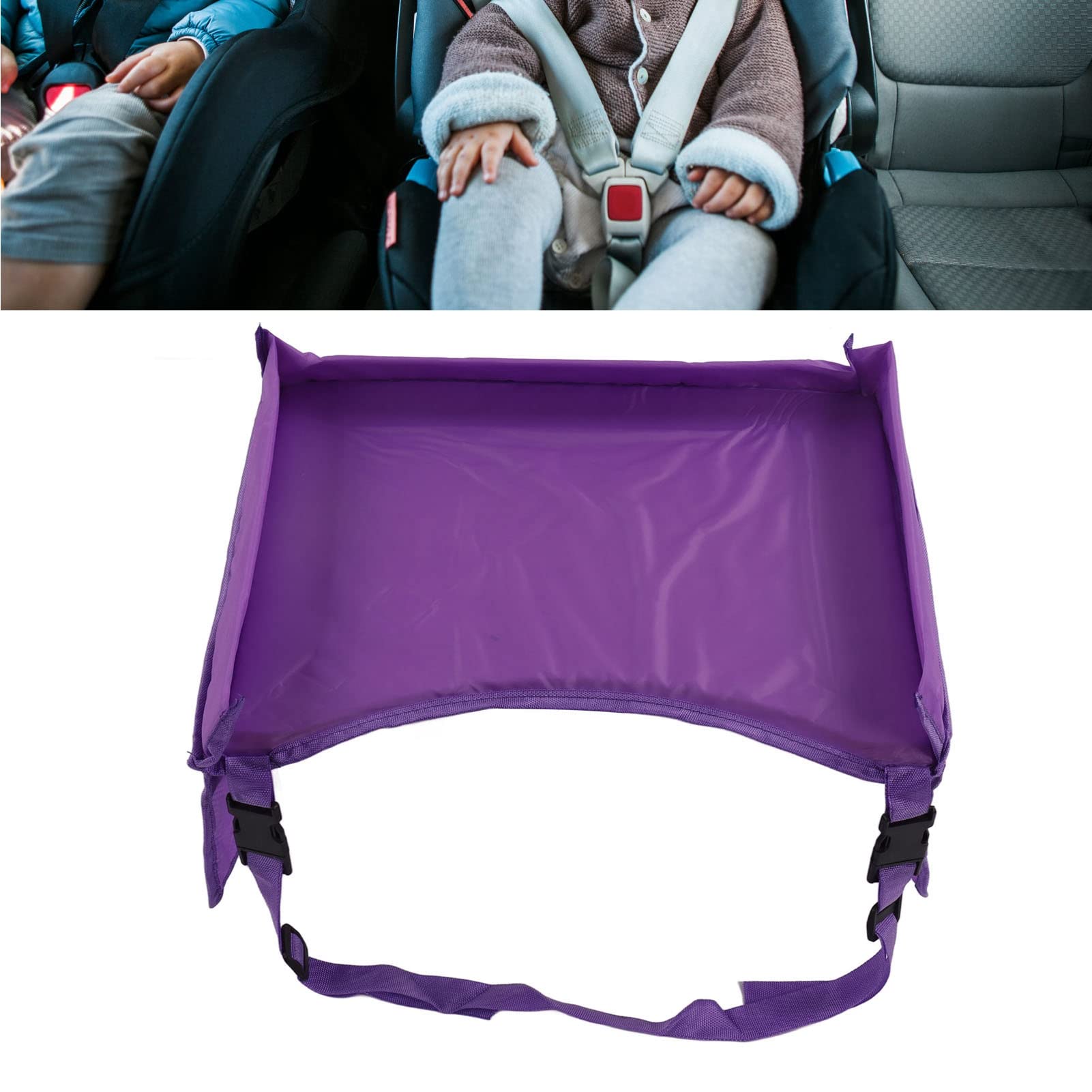 Foldable Kids Travel Car Table Tray Waterproof Toddler Lap Desk for Baby Carriages Lap Desk Accessory Purple