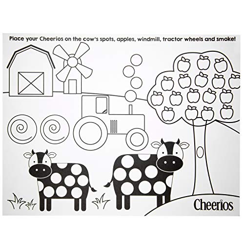 SCS Direct Cheerios Tear-Off Kids Activity Placemats 30 Pack (10 Designs)- Educational Disposable Table Place Mats (13" x 10.5") - Use with Cheerios for Even More Fun!
