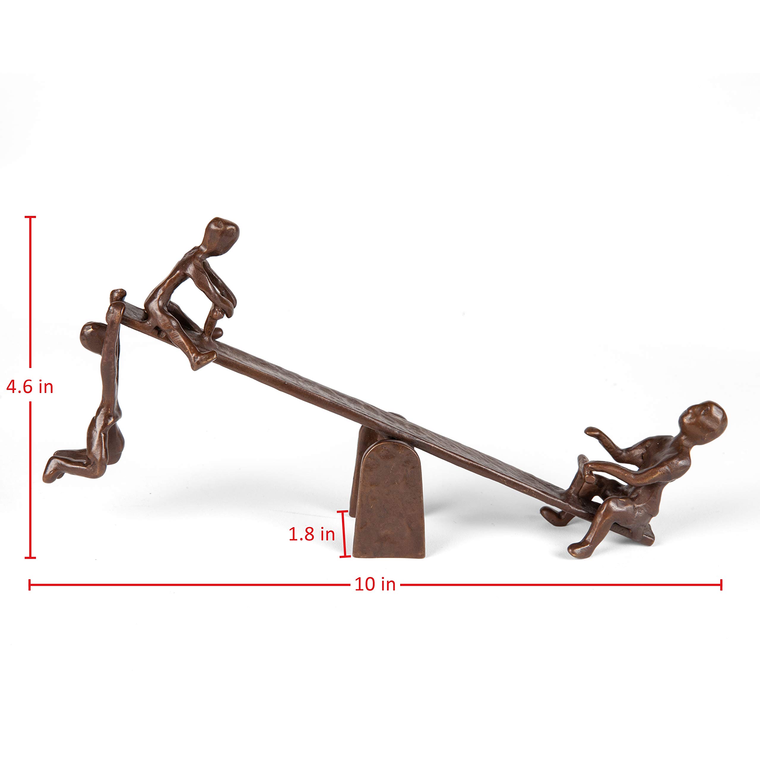 Danya B. Children Playing on See Saw Cast Bronze Sculpture | Decorative Metal Art | Children at Play Figurine - Bronze