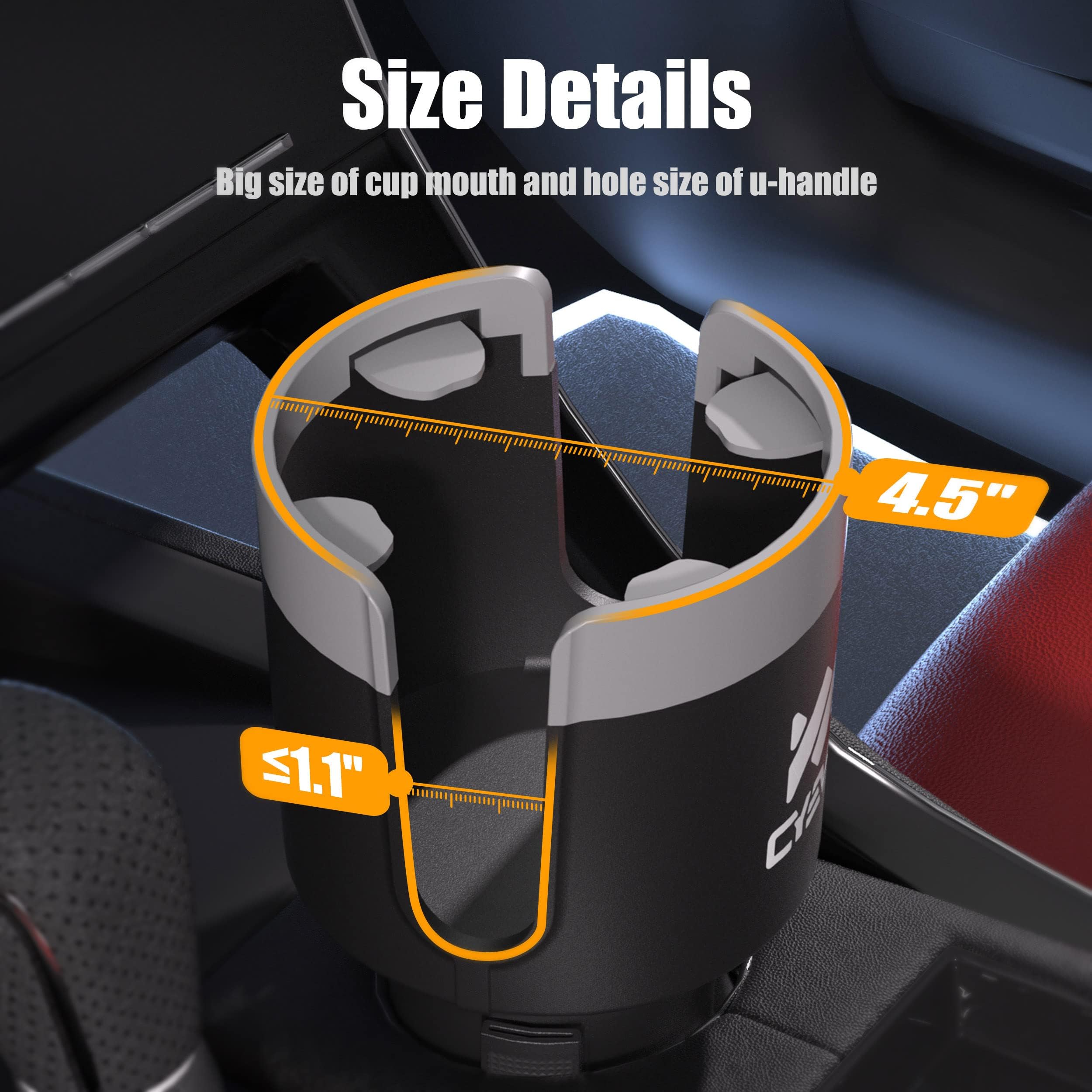 Cup Holder Expander for Car, Adjustable Car Cup Holder Adapter Insert Fits 18-40oz YETI, Hydro Flask, Nalgene Bottles and Mugsin 3.4"-4" Diameter