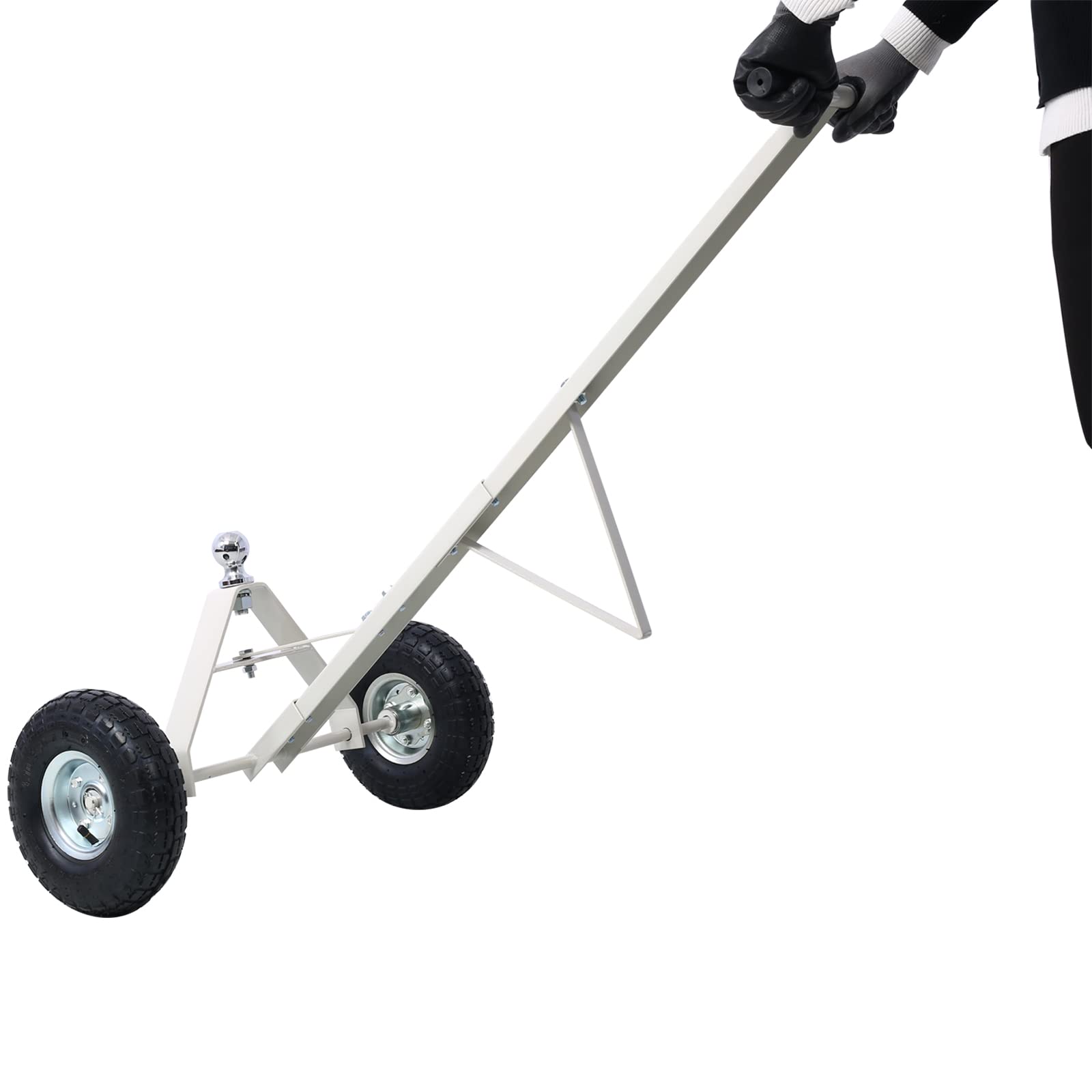 Fulvari Fulvari Adjustable Trailer Dolly, 600 Lbs Max Trailer Weight, Heavy Duty Steel Trailer Mover with 10" Pneumatic Tire, 44" Handle, Corrosion Resistant, for Moving Rv Trailer Grey