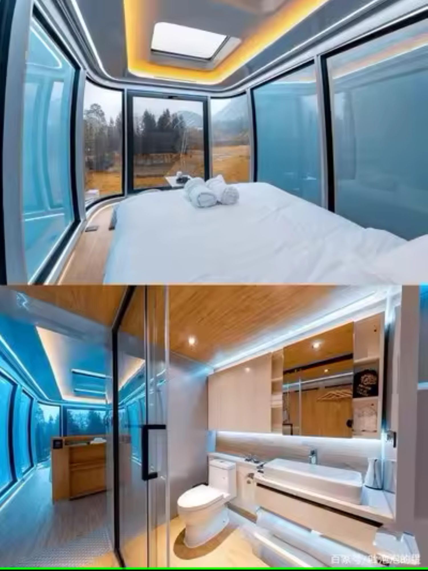Generic Tiny Prefab House. Container Movable House. Solar Powered Mobile Container House Modular Guest House.40 and 20 ft 2 Spacious Bedroom + Luxury Shower Bathroom+Kitchen Space (20 ft), White