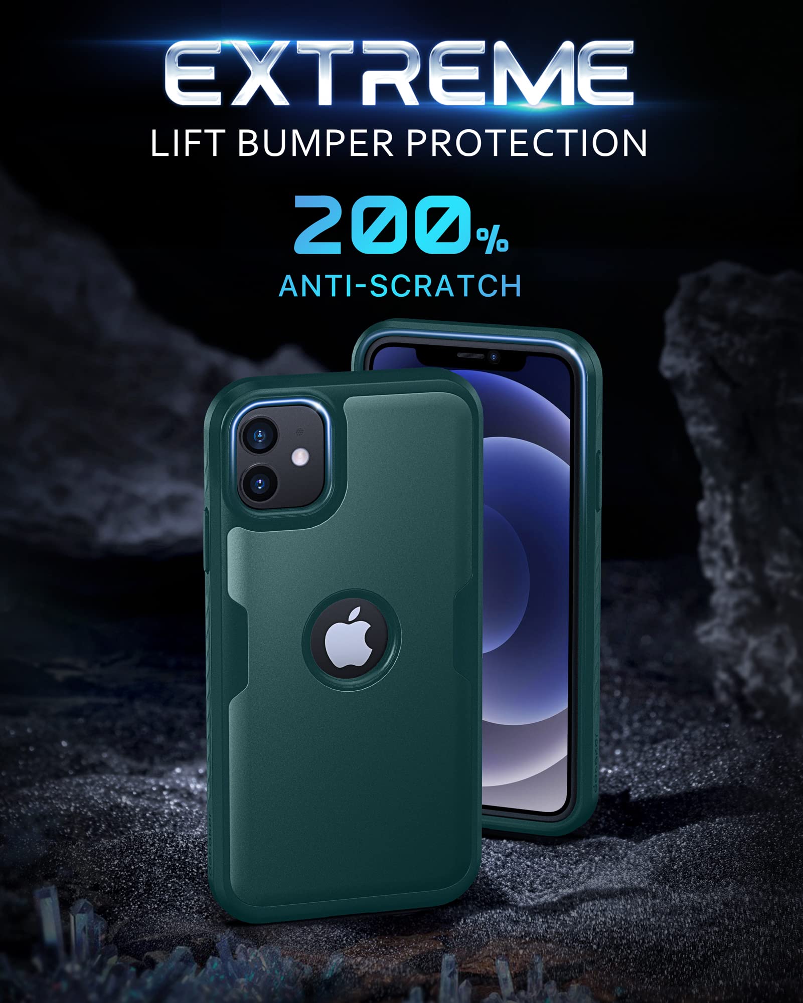 DETAKER Designed for iPhone 11 Case, Double Layers Shockproof Heavy-Duty Case Anti-Scratches Lightweight Protective Slim for iPhone 11 Case 6.1 inch, Teal