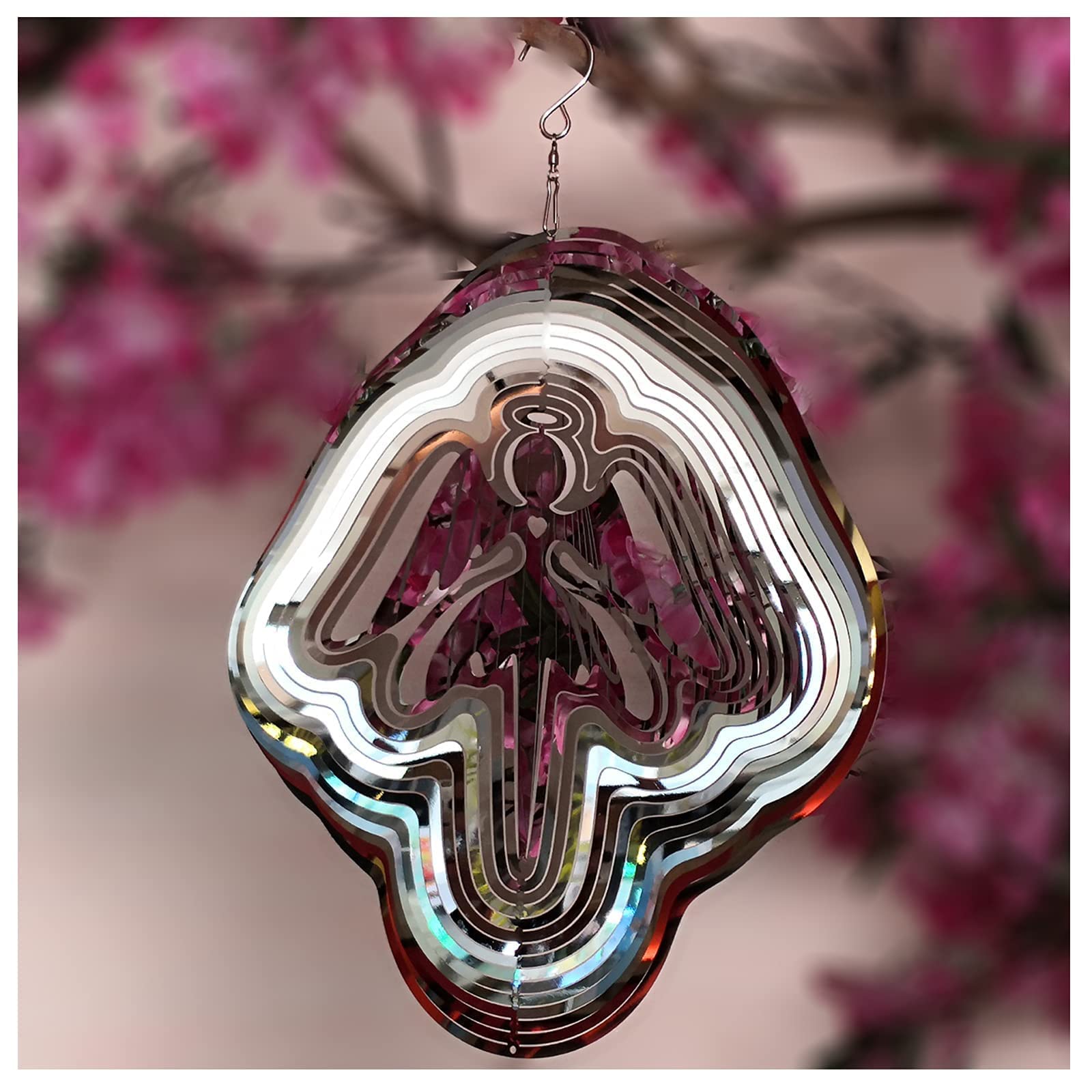 DJUAN Wind Spinners for Yard and Garden Metal Large Hanging Heart and Angel Outdoor Garden Decor