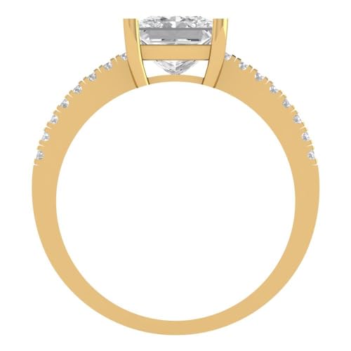 Clara Pucci 1.66 ct Princess Cut Solitaire W/Accent Genuine Moissanite Wedding Promise Anniversary Bridal Ring 18K Yellow Gold Size 6.5