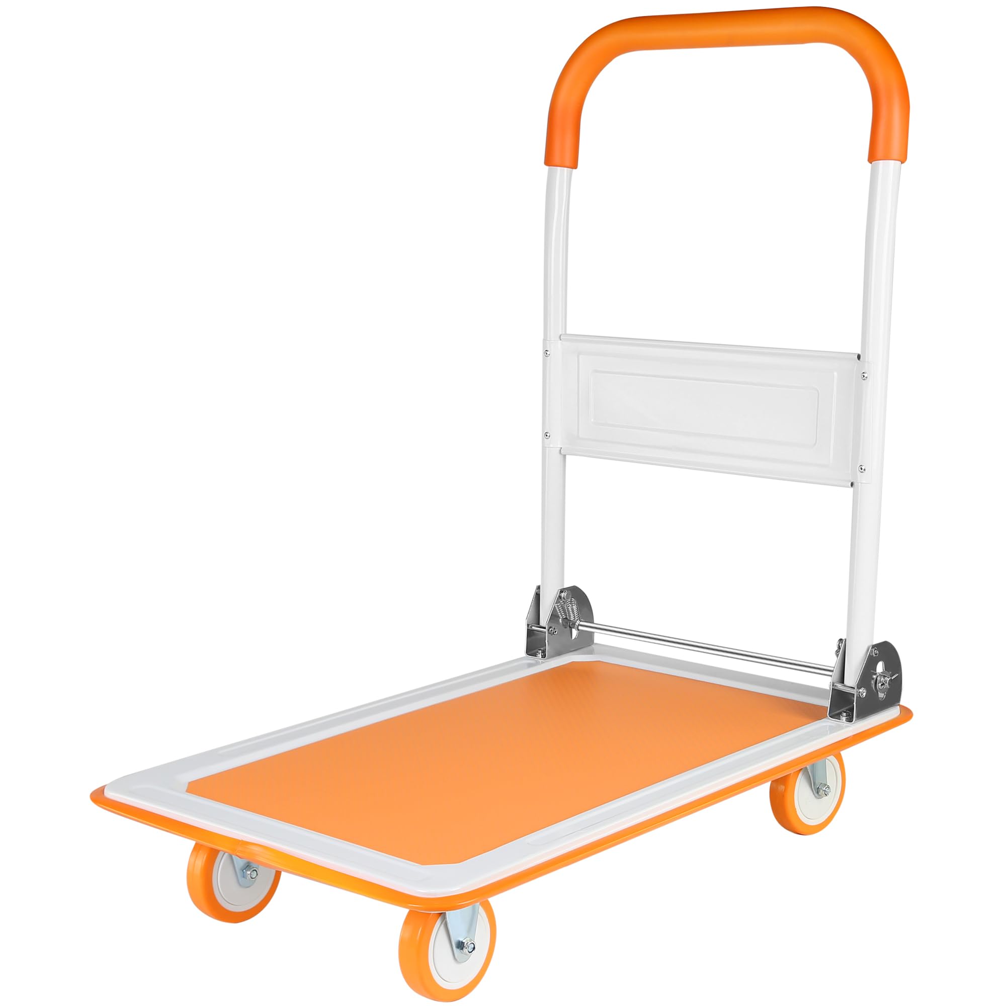 Foldable Push Cart Dolly, Moving Platform Hand Truck, Folding Moving Push Heavy Duty Rolling Cart with 330 lbs Weight Capacity (Orange)