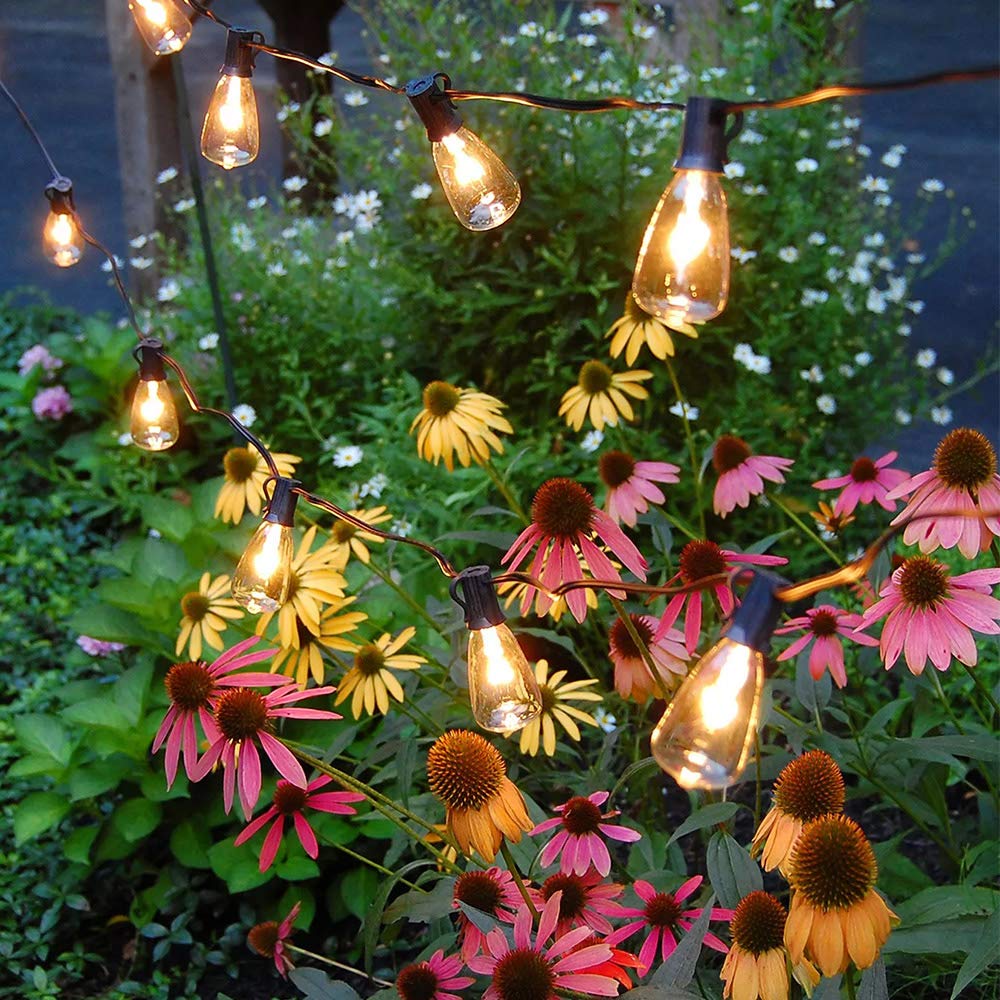 Couah ST38 LED Outdoor String Lights,30FT LED Outdoor Patio String Lights with 16 Edison Bulbs Outdoor Lights Weatherproof Hanging Edison Lights for Backyard Party Wedding Garden Black Wire