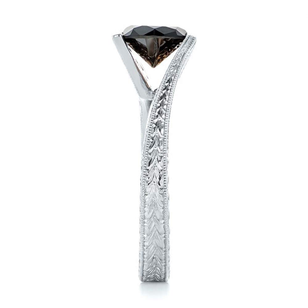 Czjewelry White Gold Plated 2 Tone Black Crystal Hollow Pattern Ring | Engagement Rings for Women