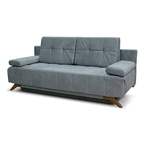 RINOLO Modern Serena Sleeper Sofa - Storage Pull Out Couch Convertible Sofa Bed, Pine Wood, Velvet Upholstery, Pocket Sinuous Springs, Made in Europe, Queen Size 80in W x 39in D x 37in H β Dark Grey