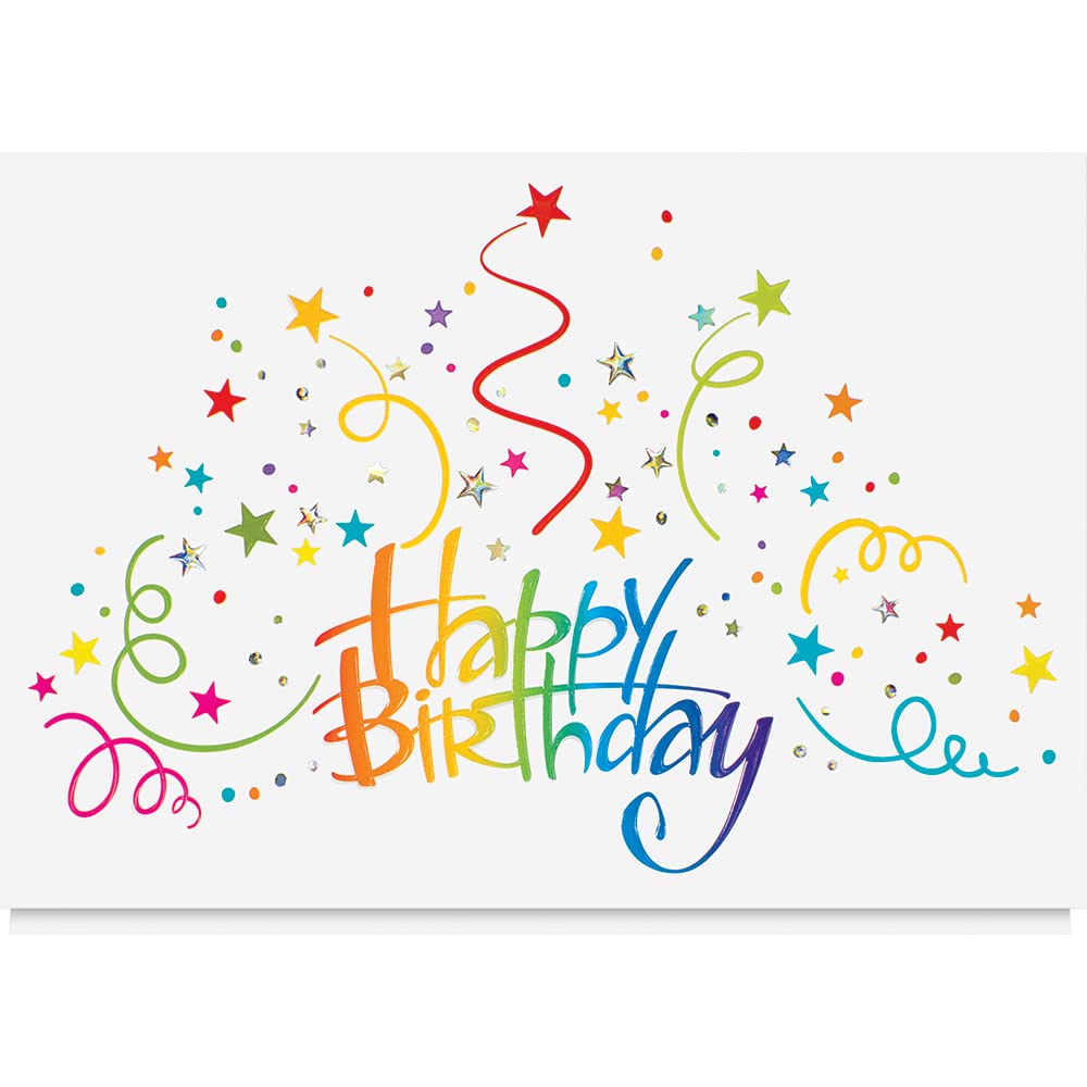 The Gallery Collection, 25 Personalized Birthday Cards with Foil-Lined Envelopes (Birthday Burst), For Business or Consumer