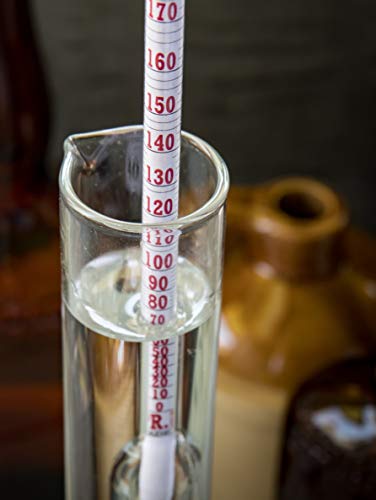 Hydrometer Alcohol Meter Test Kit: Distilled Alcohol American-Made 0-200 Proof Pro Series Traceable Alcoholmeter Tester Set with Glass Jar for Proofing Distilled Spirits - Made in America