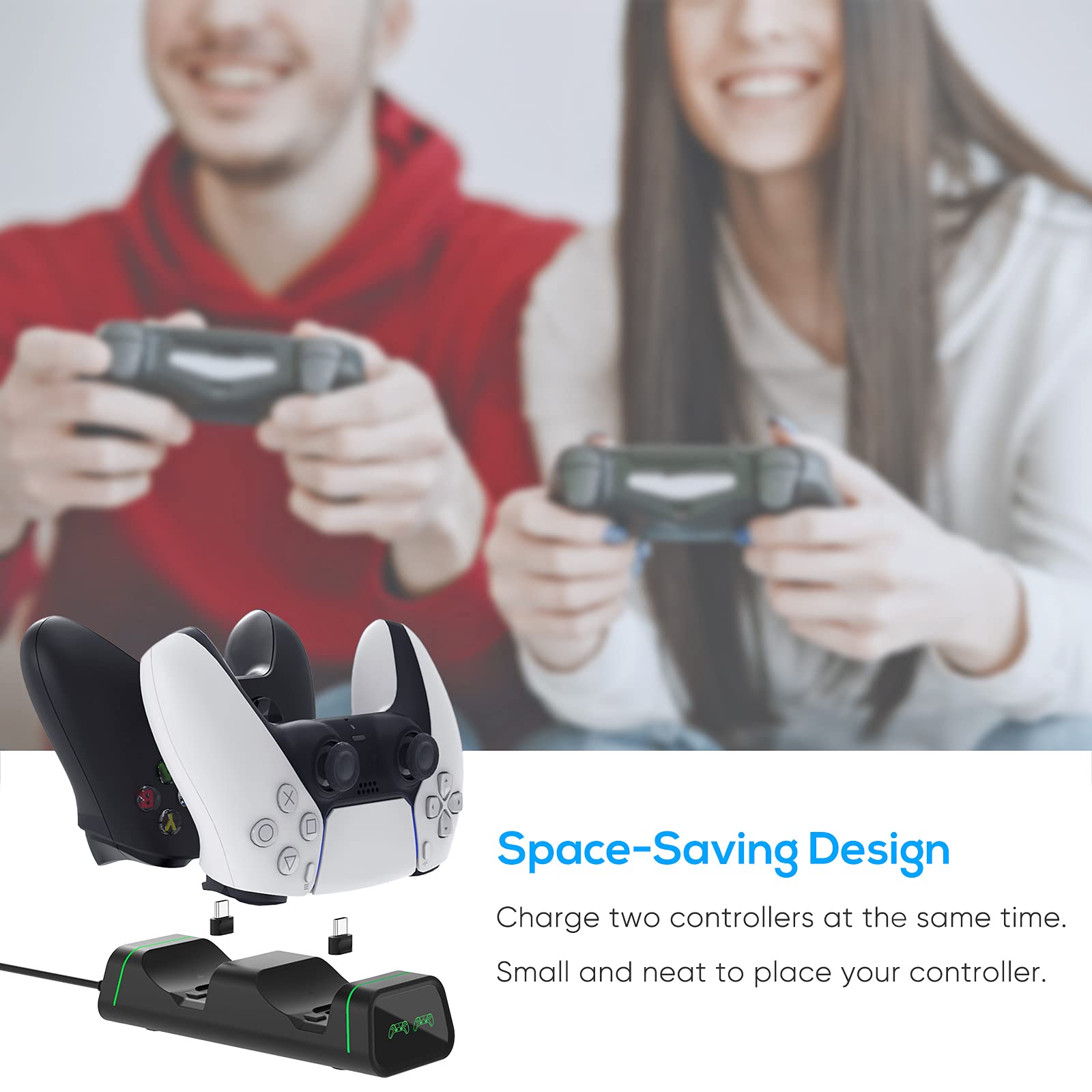 Controller Charger Compatible with PS5/ Compatible with Xbox Series X&S/ Compatible with Nintendo Switch / Compatible with Elite 2, Multifunctional Dual USB Fast Charging Station Charging Dock