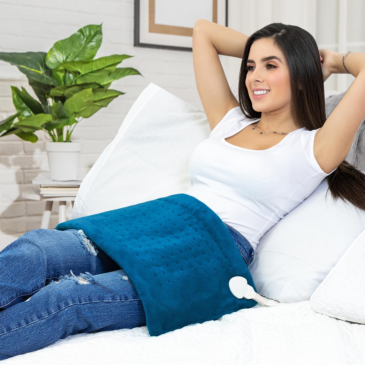 Cure Choice® Back Heating Pad for Back Pain 12"x24" XL Electric Heating Pad for Back Pain Relief, Ultra Soft Microplush Heat Pad for Back, 10 Fast Heat Settings, Auto Shut-Off, Washable, Royal Blue