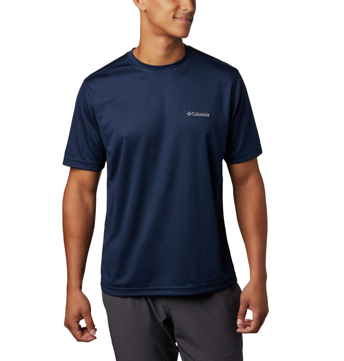Columbia Men's Meeker Peak Short Sleeve Crew, Collegiate Navy, Medium