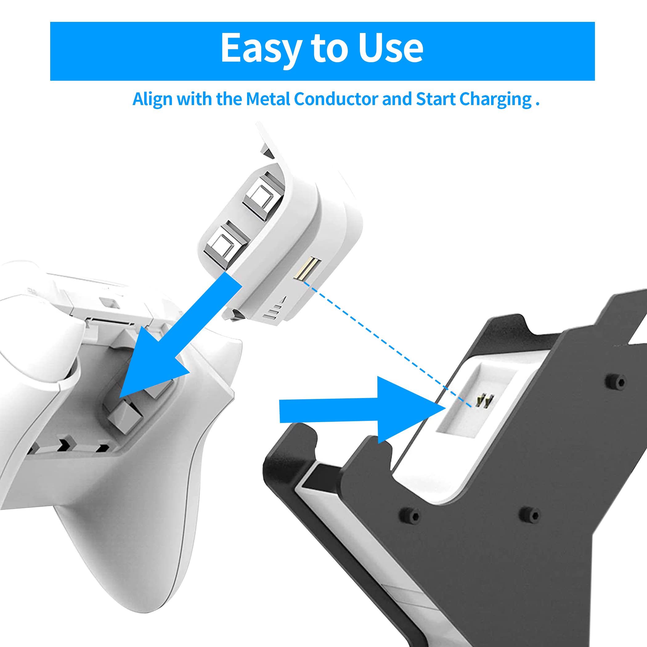 Controller Charger for Xbox One - 2 Pack Rechargeable Battery, Headset Stand and Dual Controller Charging Dock, High Speed Charging with 2.5 Hours by DOYO (NOT for Xbox Series X/S