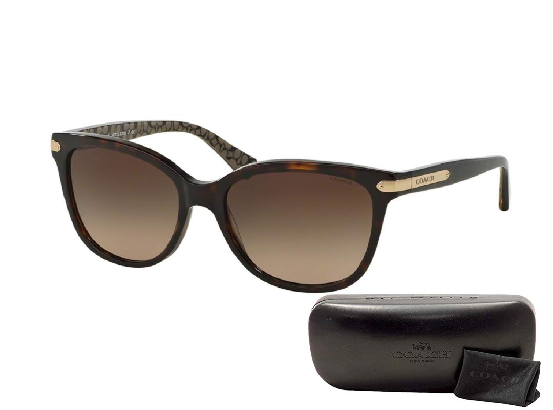Coach HC8132 529113 57M Dark Tortoise/Military/Dark Brown Gradient Cat Eye Sunglasses For Women+ BUNDLE With Designer iWear Eyewear Kit