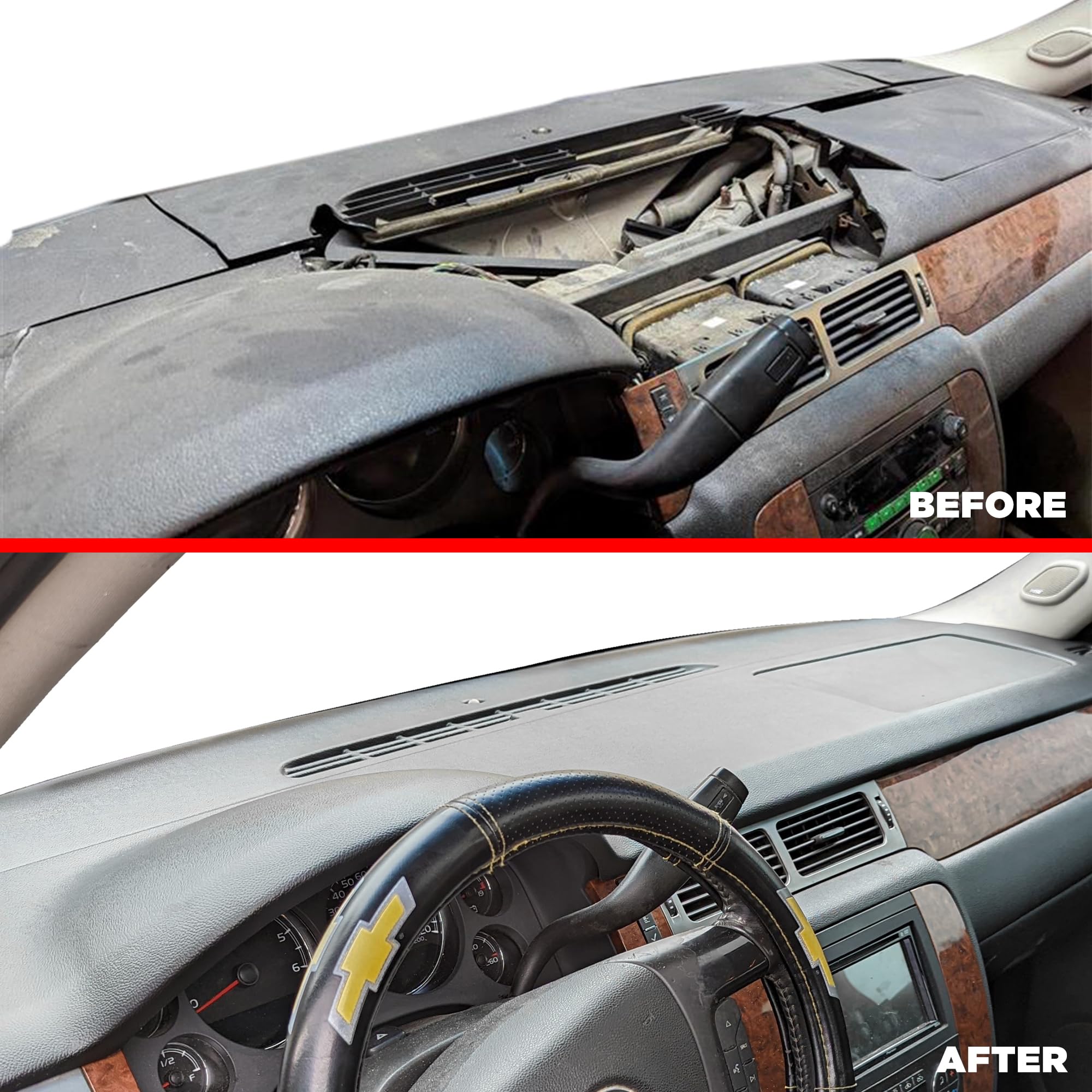 DashSkin USA American Made Dash Cover Cap Compatible with 07-14 Tahoe Suburban Yukon Avalanche - Easy Cracked Dash Fix - w/o Speaker Holes in Black (Fits Single Glovebox Silverado/Sierra ONLY)
