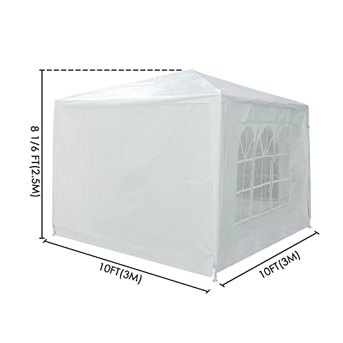 CLYZ 10'x10' Outdoor Canopy Party Wedding Tent White Gazebo Pavilion w/4 Side Walls