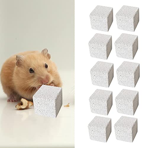 MagiDeal 10Pcs Stone Square Hamster Teeth Grinding Pet Teeth Supplies Chewing Toy, Rodent Stone Pet Chew Toy for Chinchillas, Gerbil, Rat, Pets, 3cm