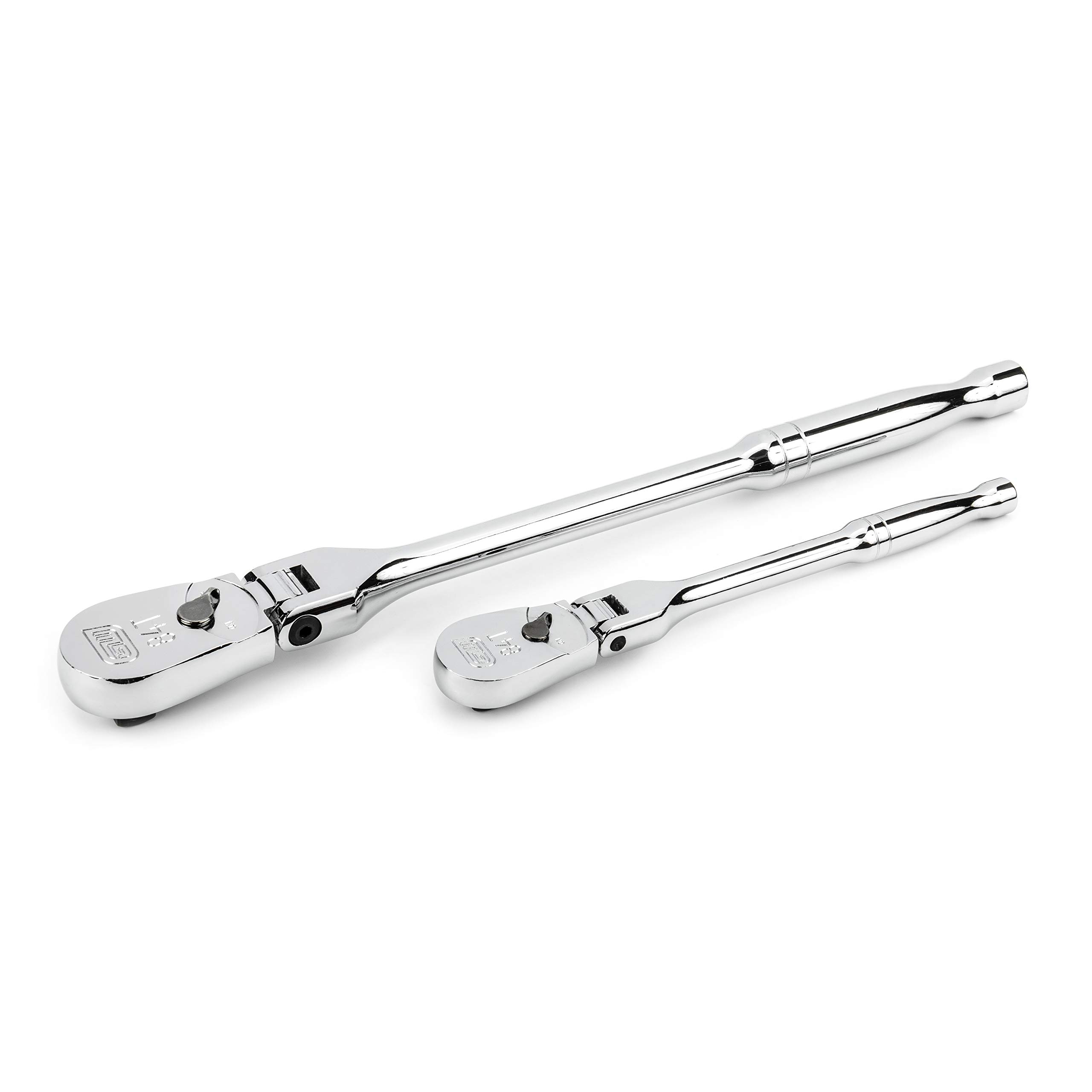 GEARWRENCH 2 Piece 1/4", 3/8" Drive 84 Tooth Full Polish Flex Head Teardrop Ratchet Set - 81216A-07