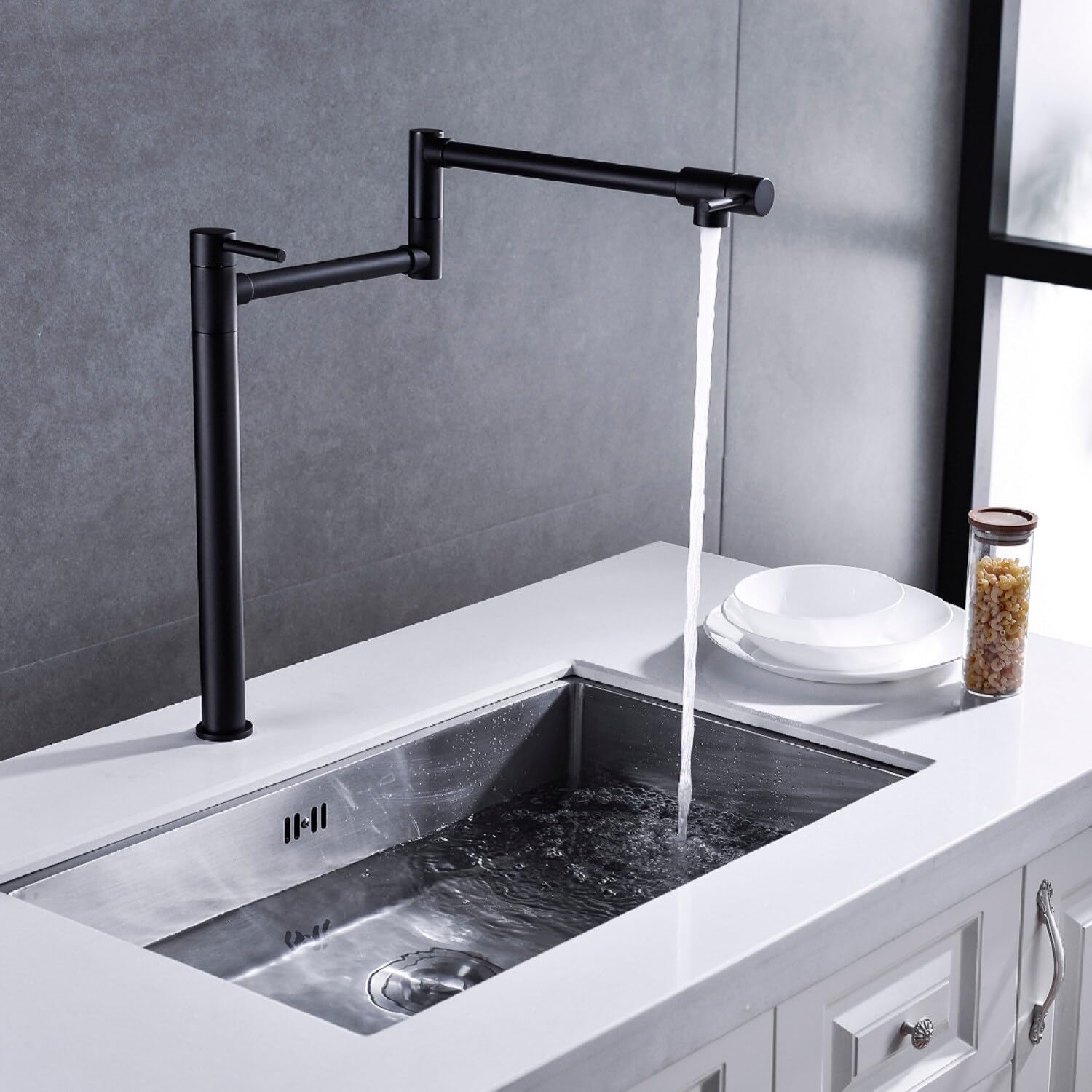 Kitchen Sink Pot Filler Faucets, Double Swing Deck Mount