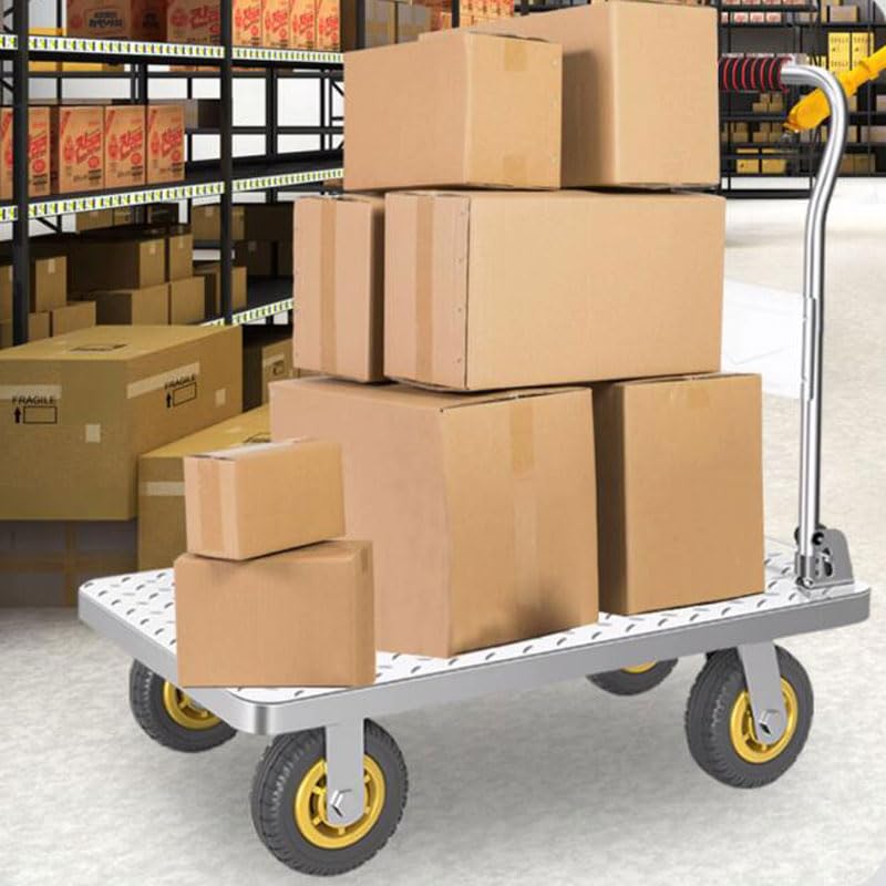 Folding Platform Trucks,Rolling Flatbed Cart Dolly for Easy Transportation Heavy Industrial Platform Hand Trucks, Garage Warehouse Moving Truck,Heavy Duty Platform Trolley with Rubber W(Size:60x40cm)