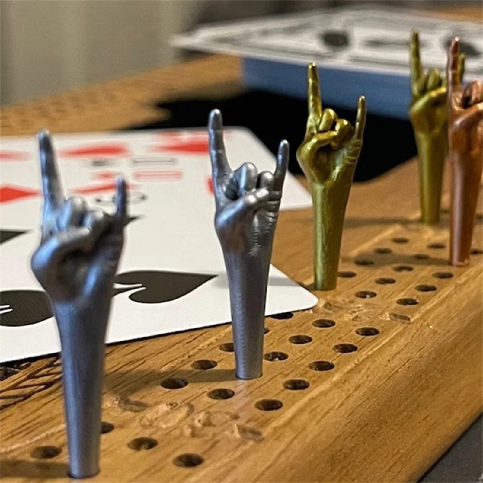 Funny Cribbage Board Pegs Middle Finger,9 Pieces Resin Crib Nails Crib Board Nails for 1/8 Hole Toy Game Accessories with Drawstring Storage Bag for Crib Traditional Board Games.