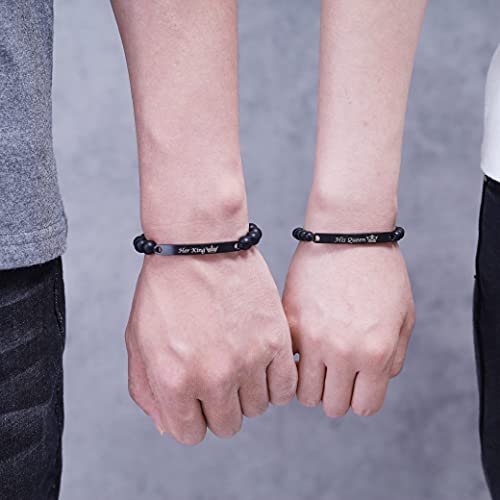 COAI Matte Onyx Stone King Queen Matching Couples Bracelets