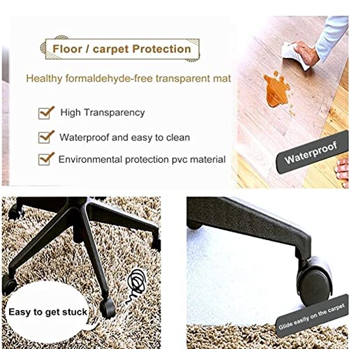 Clear PVC Desk Chair Mat 1.5mm Vinyl Floor Protector Mat,Chair Mat-PVC Transparent Non-Slip Durable Floor Protector Mat for Office Home Hard Floor Carpet Hallway Hardwood Floors Mat Protect Pad,60/80