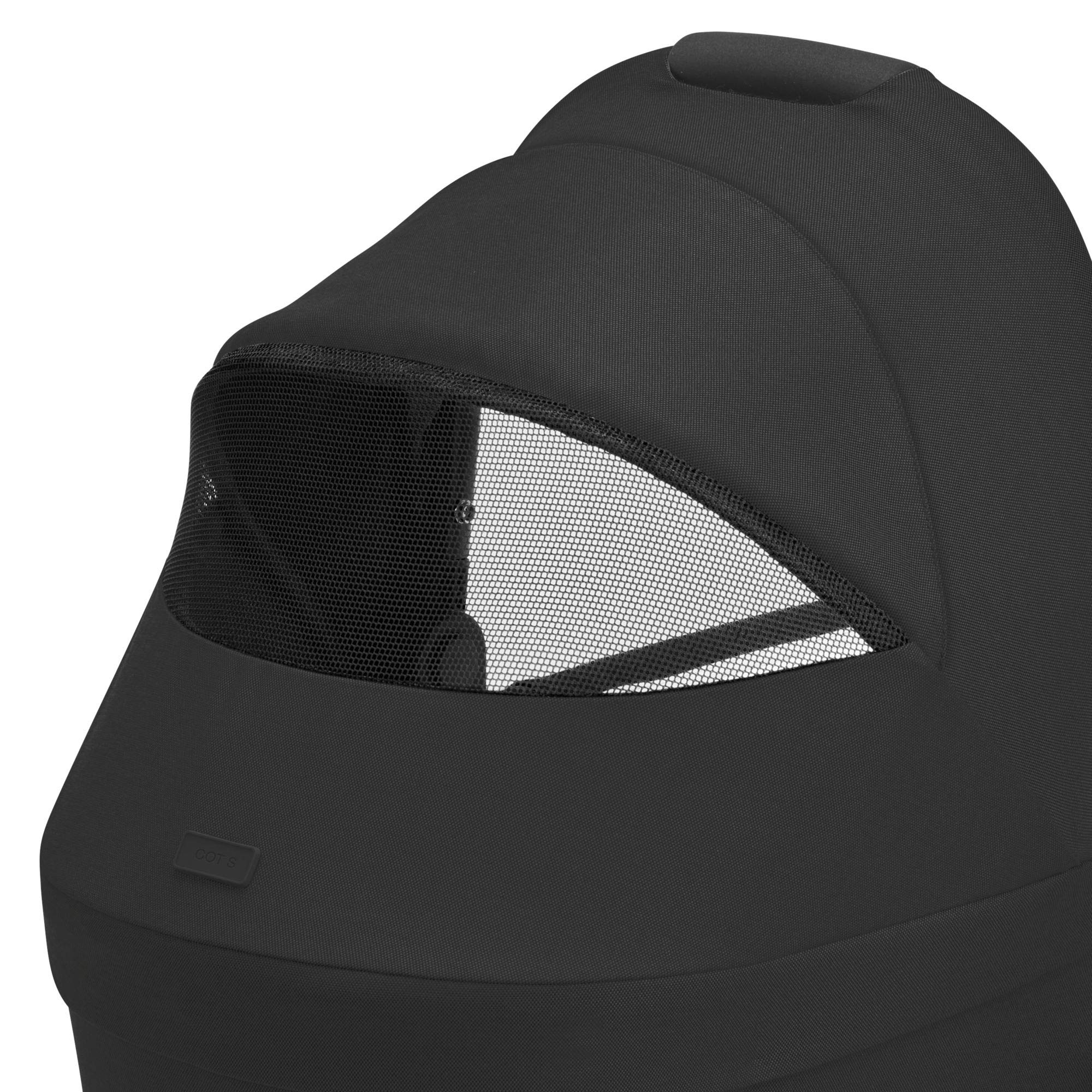 CYBEX Cot S, Baby Travel Bassinet, Easy Carry Handle & Memory Buttons, Spacious Baby Cot, Soft Interior Cushion, UPF 50+ Sun Canopy, Compatible with Select CYBEX strollers, Deep Black