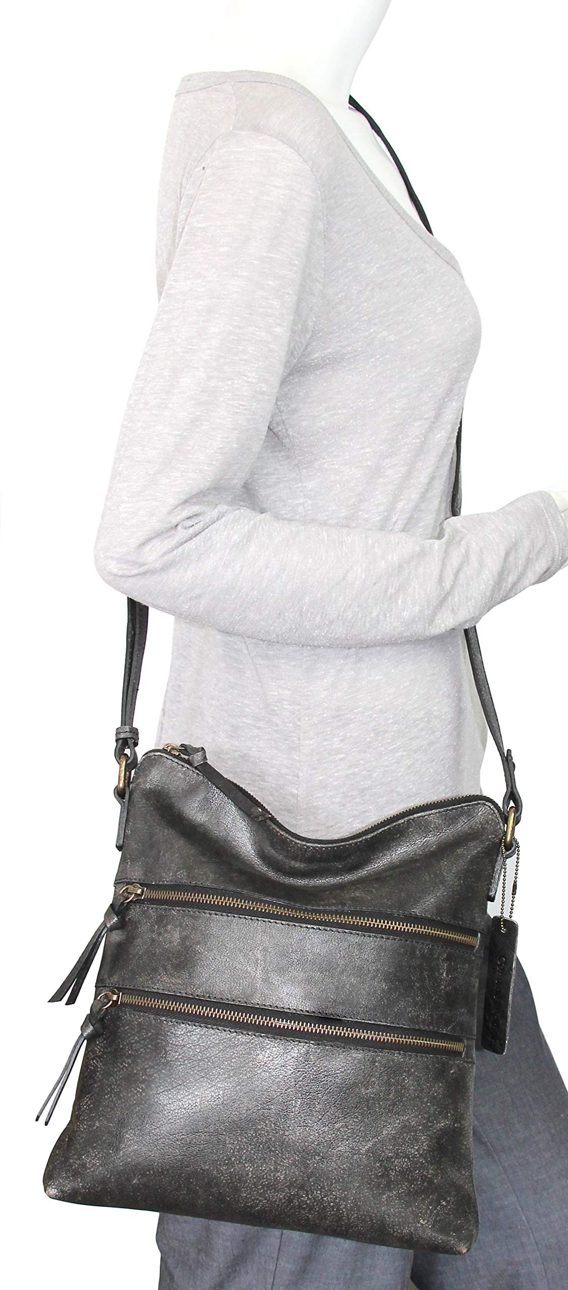 Zuri Leather Crossbody Bag (Grey)