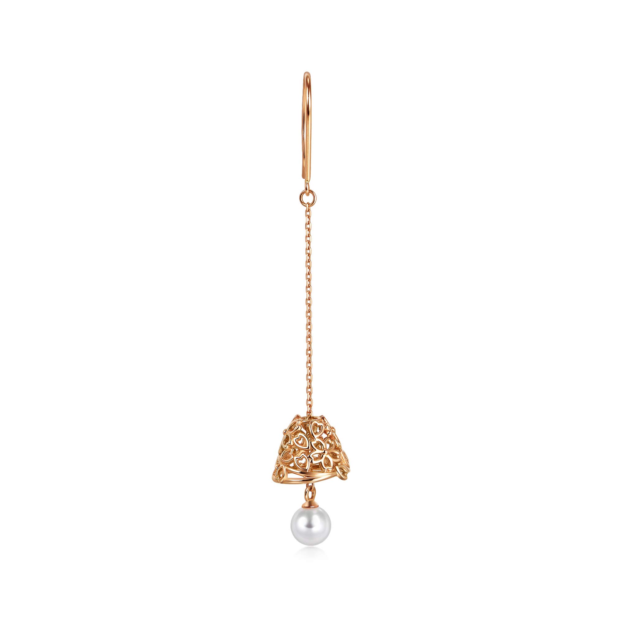 CHOW SANG SANG 18K Rose Gold Freshwater Pearl Single Dangle Earring for Women 92347E (Sold Single Not Pair)