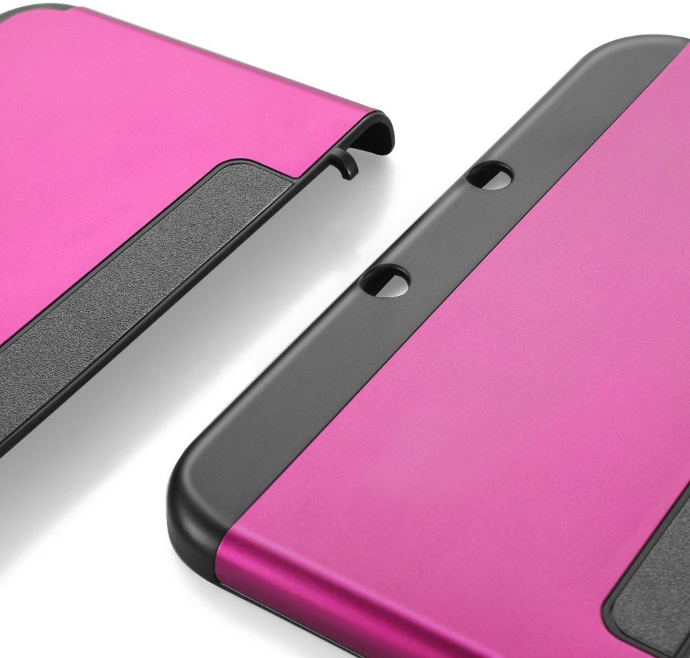 TNP New 3DS Case (Hot Pink) - Plastic + Aluminium Full Body Protective Snap-on Hard Shell Skin Case Cover for New Nintendo 3DS 2015 - [New Modified Hinge-less Design]