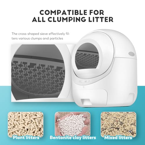CGOLDENWALL Self Cleaning Cat Litter Box, Automatic Cat Litter Box for Multi Cats from 2lb to 22lb, Extra Large Cat Litter Robot with Smart App Control/Odor Removal/Safety Protection/Garbage Bags/Mat