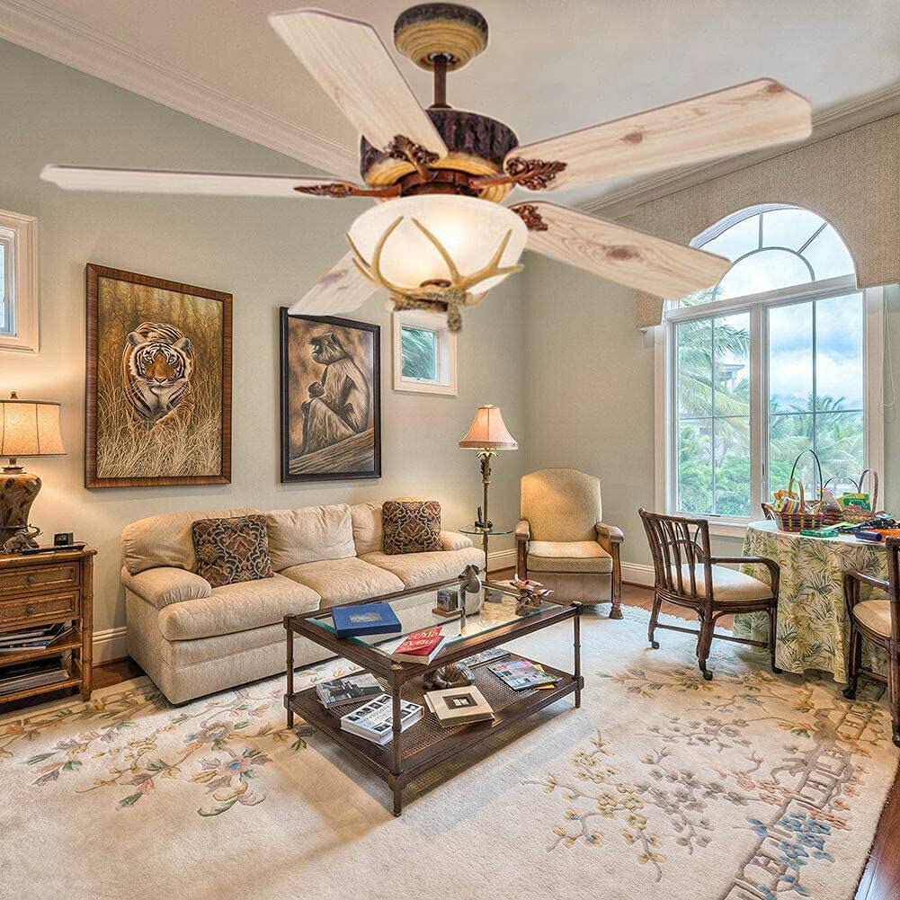 D52inch Antler Chandeliers Fan Light Rustic Ceiling Fan Fandelier Ceiling Fan Chandelier Ceiling Fan cieling fan With remote control flush mount ceiling fan