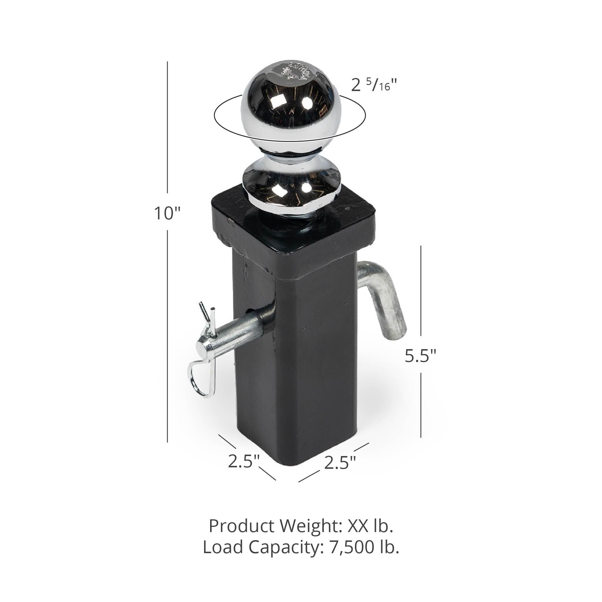 Titan Attachments Gooseneck Ball Hitch 2 5/16" Fits 3 Point Transformer Tractor Hitch, 2-3/8" Hitch Size, 7,500 LB Towing Capacity, Ideal for Moving Gooseneck Trailers or Ball Hitch Wagons