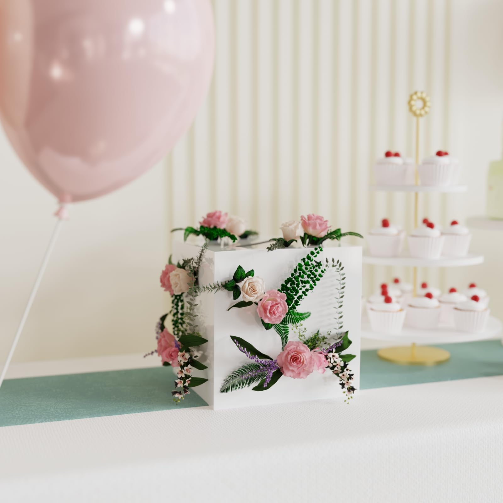 LATTYSY Card Box Holder, Elegant White Card Box for Weddings, Baby Shower, Birthday and Graduation Party Decorations