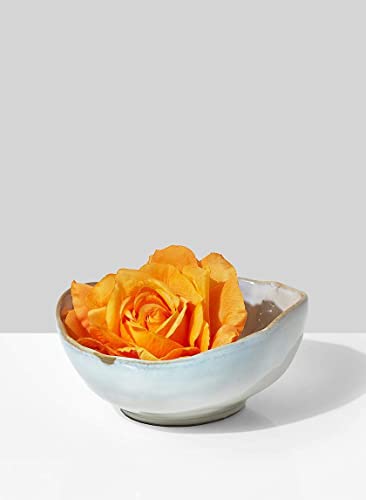 Serene Spaces Living Large Free-Form Edge Glazed Ceramic Bowl, Centerpiece for Vintage Weddings, Events, Measures 6" Long, 5.5" Wide, 2.75" Tall