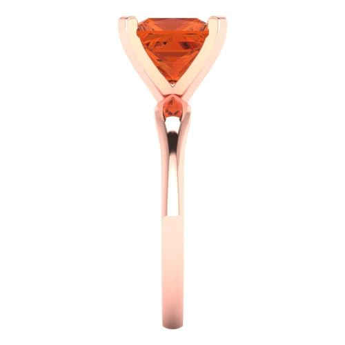 Clara Pucci 2.5 ct Princess Cut Solitaire Red Simulated Diamond Engagement Bridal Promise Anniversary Ring in 18K Rose Gold Size 3.5