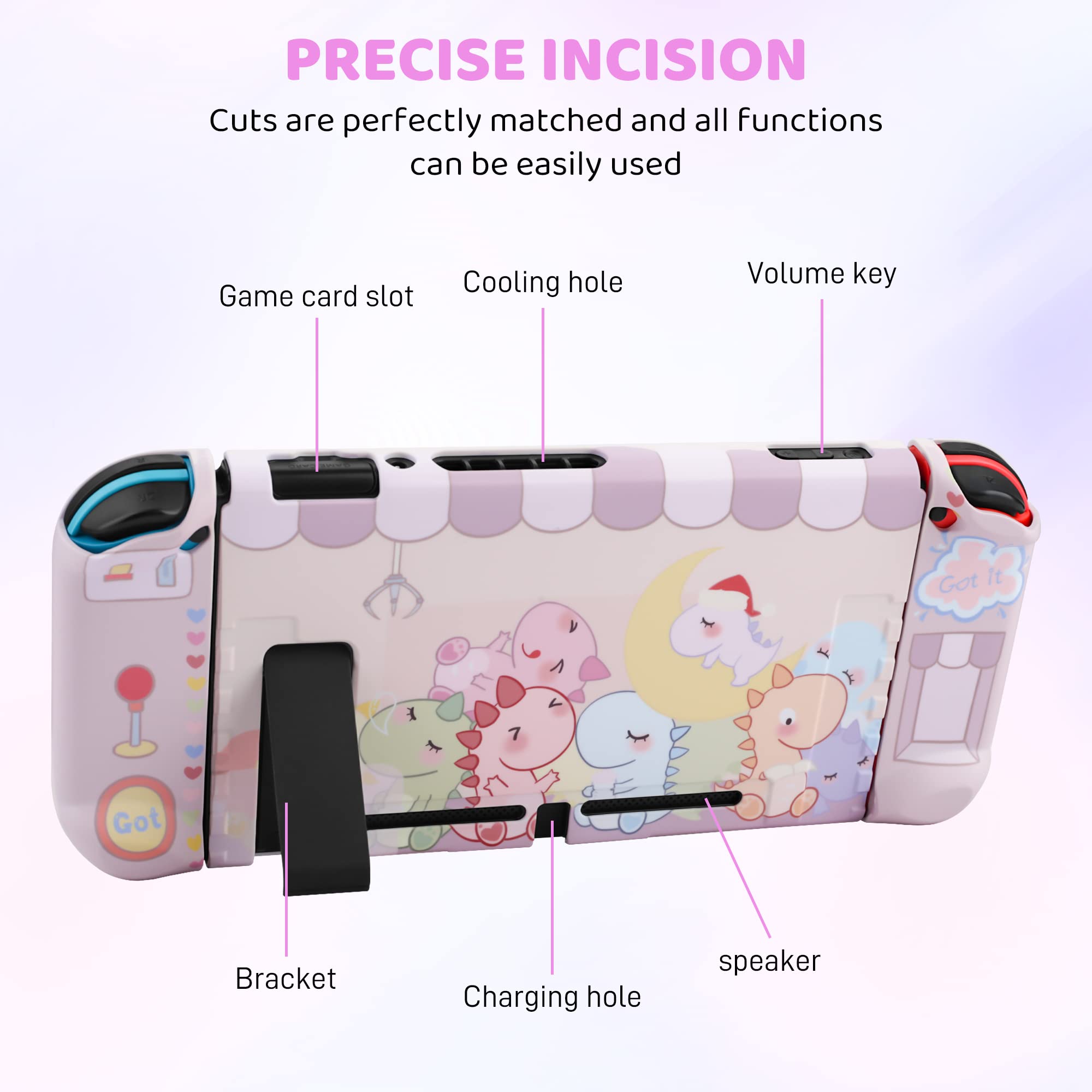 FANPL for Nintendo Switch Case, Protective Case Cover for Nintendo Switch and Joy Con Controller with 2 Cat Claw Thumb Grip (claw machine)