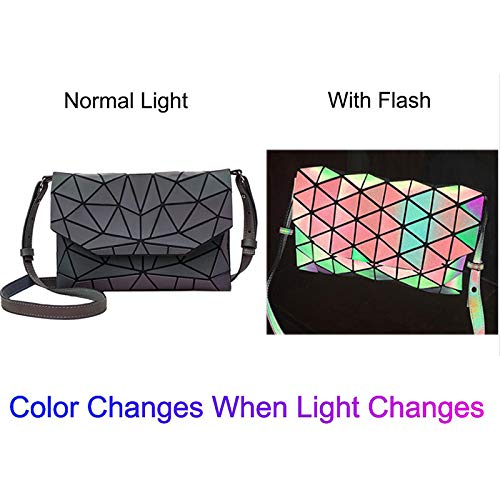 Van Varo Geometric Hard Lattice Crossbody Shoulder Bag Luminous Envelope Handbag Black One Size