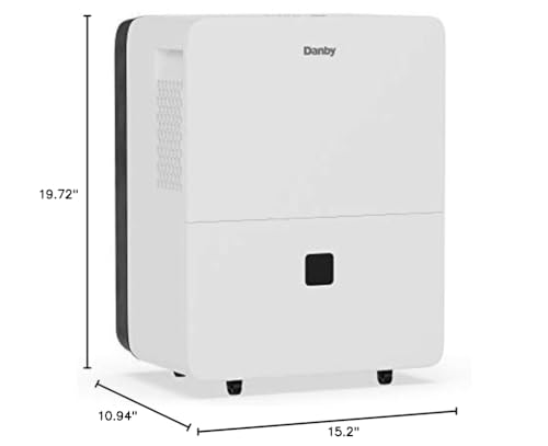 Danby DDR020BJWDB 22 Pint Dehumidifier in White 22 Pint (10.4L) Dehumidifier: controls humidity in spaces up to 1500 sq. ft. Energy Star Rating Electronic controls with LED display