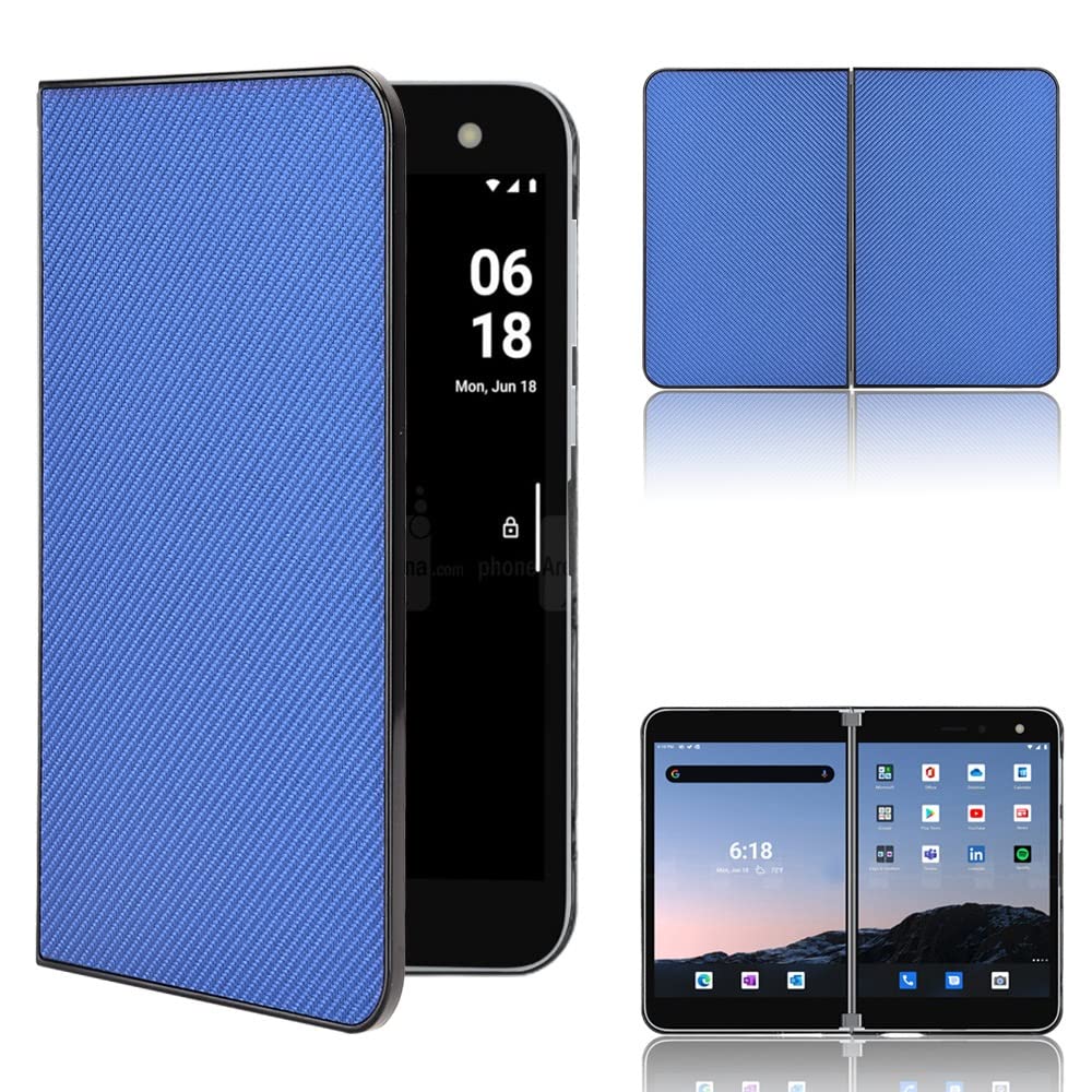 Cell Phone Flip Case Cover Compatible with Microsoft Surface Duo Case,Ultra-Thin Leather Shockproof Protection case,PC+PU Leather Flip Folio Case (Color : Blue)