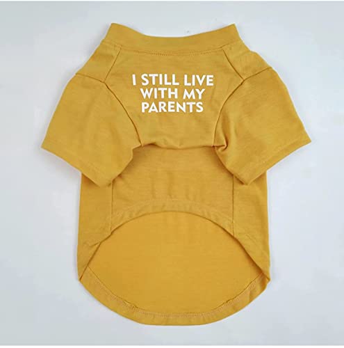 I Still Live with My Parents Printed Dog T Shirt, Funny Pet Dog Vest Clothes, Breathable Cat Shirts (Medium)