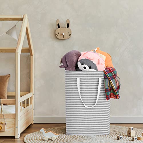 MecTo 72L Collapsible Laundry Hamper Freestanding Laundry Basket with Easy Carry Long Handles, Foldable Clothes Hamper Storage Basket for Bathroom Bedroom Dorm, Grey