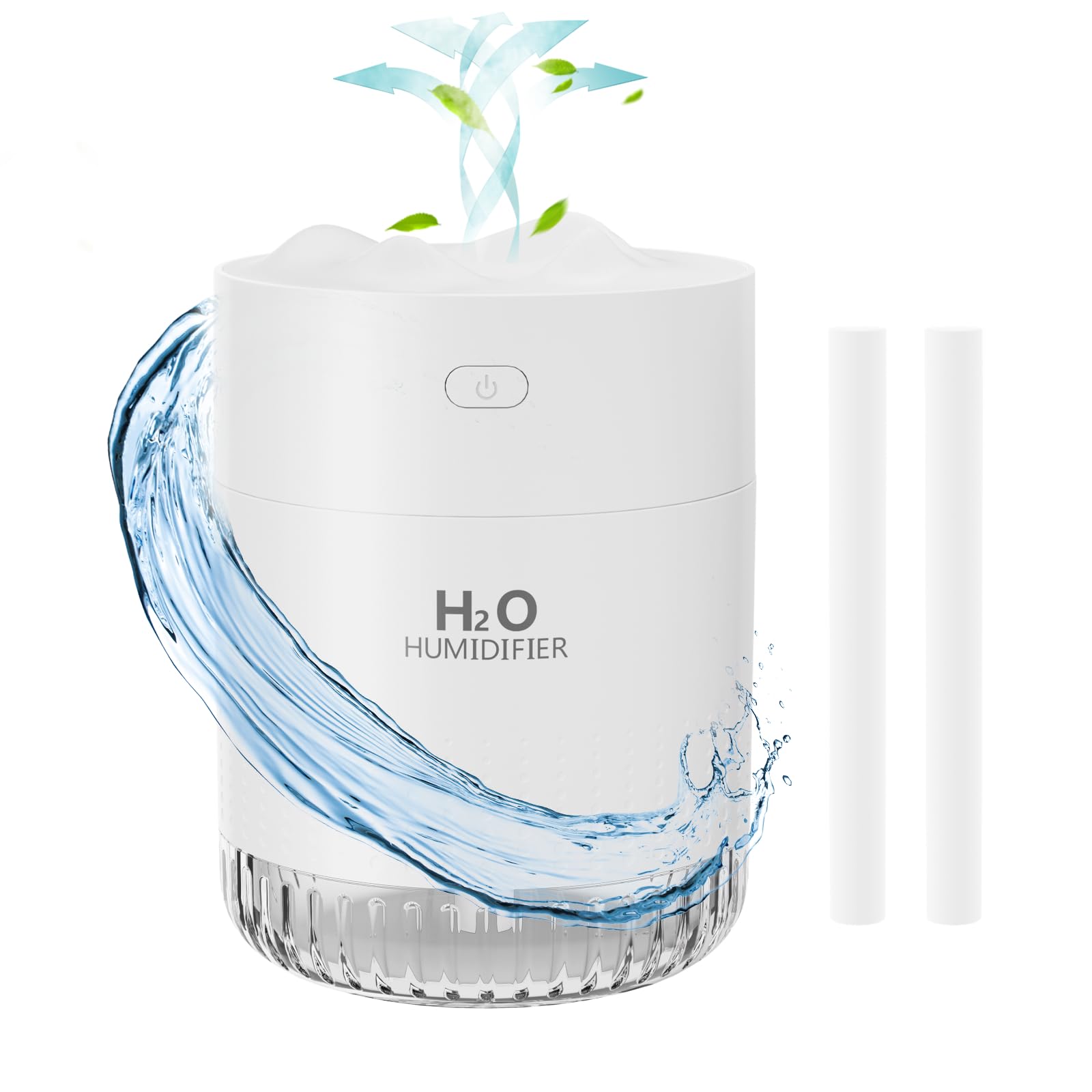 kissleaf 350ml Air Humidifiers for Bedroom Cool Mist๏ผSmall Portable Humidifiers for Plants, USB Rechargeable Humidifier for Office, Nursery,Car, Travel (3 Filter, White)