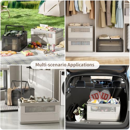 HAIXIN HOME Upgrade 86L Large Collapsible Laundry Basket Black, Stackable Storage Bins Plastic, Foldable Laundry Hamper, Dirty Clothes Hamper with Handles for Laundry/Bedroom, Dorm Room Essentials