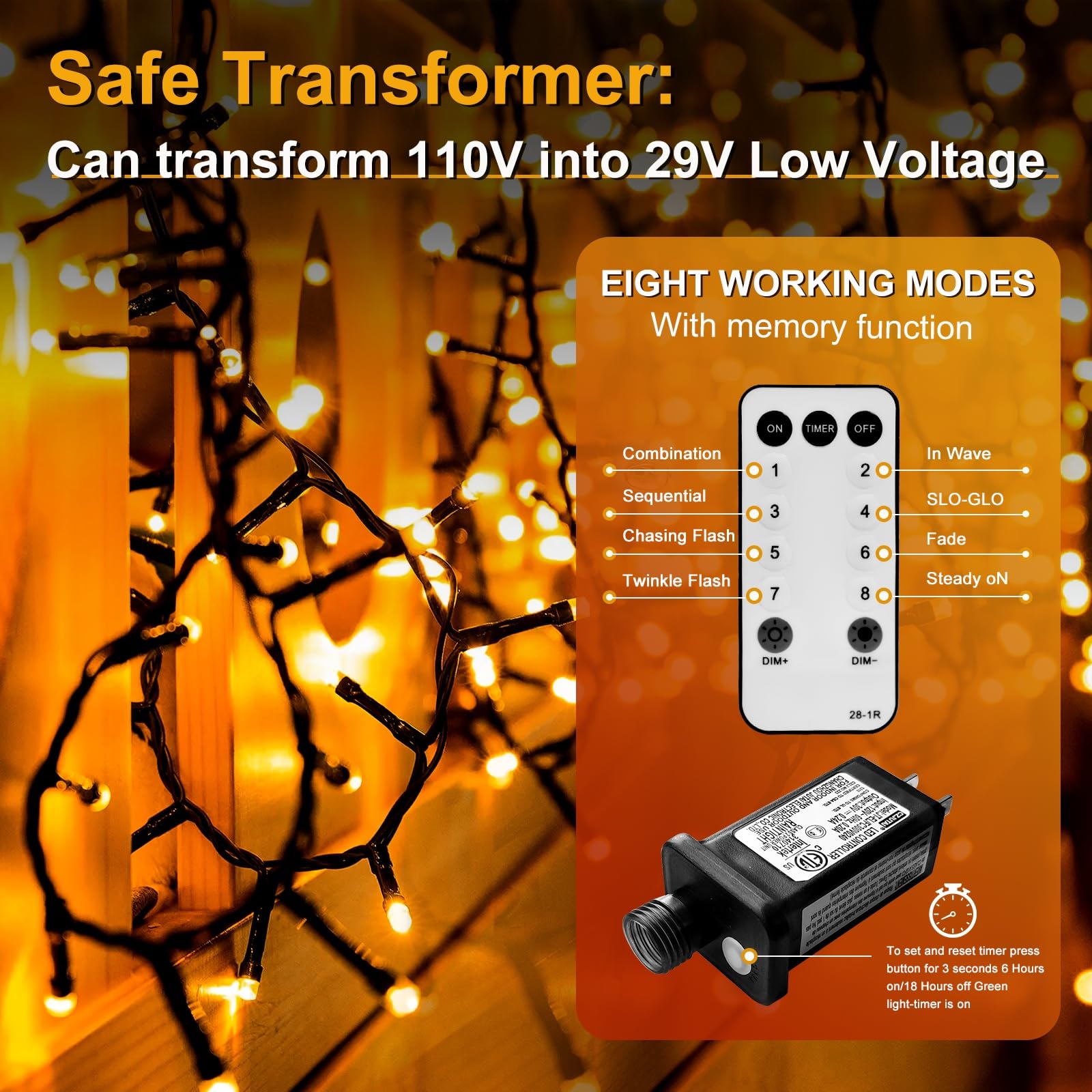 Christmas String Lights Outdoor, 328 FT 800 LED Christmas Tree Lights with 8 Modes and Timer, RF Remote Control Waterproof Warm White Fairy Lights for New Yard Garden Party X-mas
