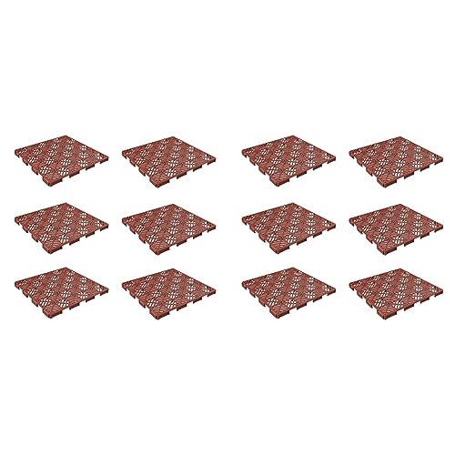Pure Garden 50-147 Multipurpose Indoor/Outdoor Flooring Interlocking Tiles for Patio, Deck, Garage-6 Pc, Set of 6, Terracotta (Pack of 2)