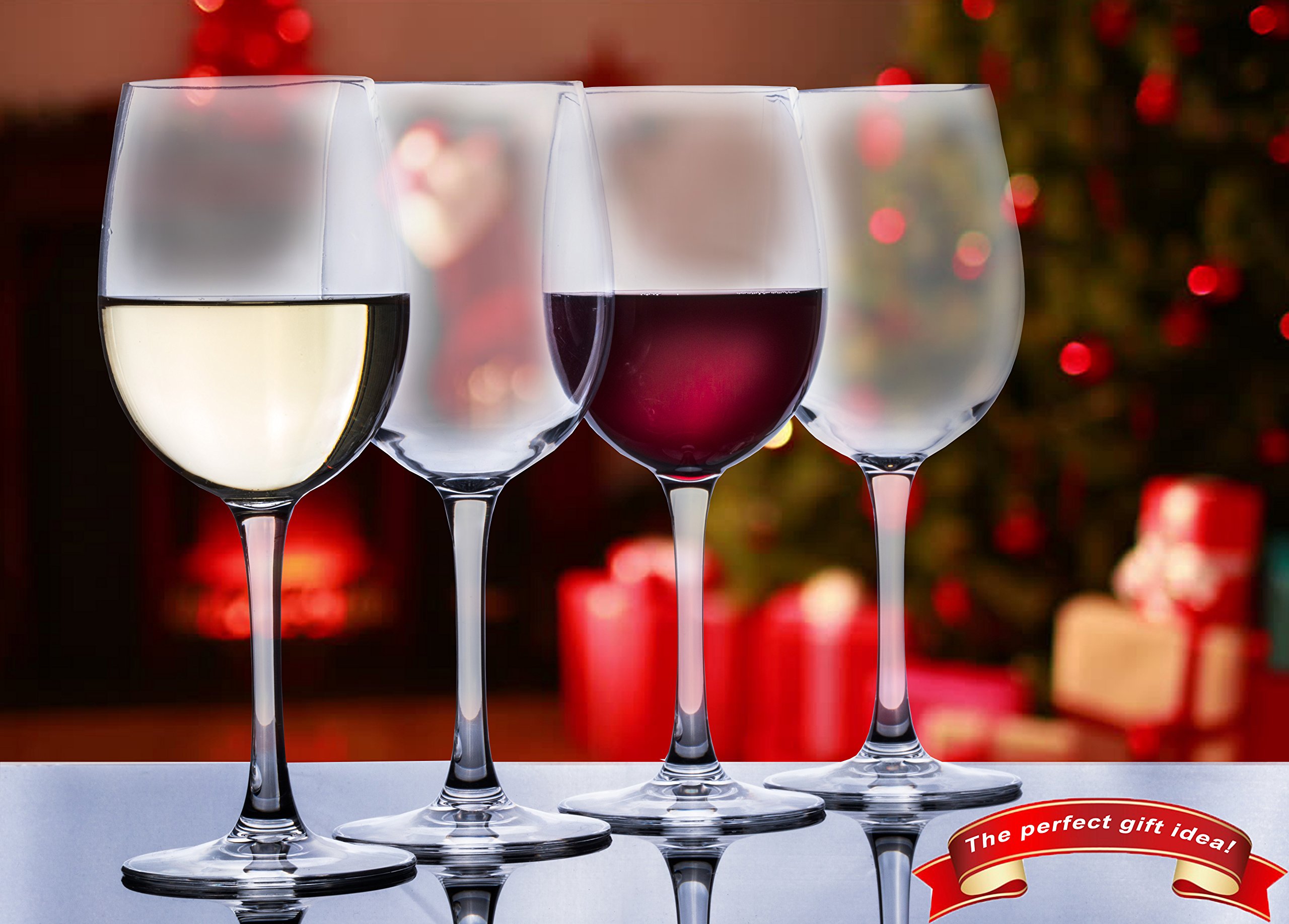 Elegant Plastic Wine Glasses by Savona | Unbreakable Wine Glasses | Ideal for Indoor/Outdoor Use | 100% Tritan Shatterproof Wine Glasses | Set of 4)
